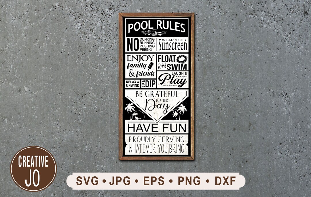 Pool Rules Sign Svg, Poolside Sign Svg, Swimming Pool Rules Graphic ...