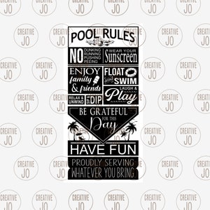 Pool Rules Sign Svg, Poolside Sign Svg, Swimming Pool Rules Graphic ...