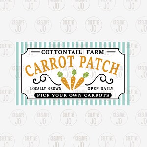 Carrot Patch Sign SVG, Cottontail Farm Sign Printable, Easter Sign ...