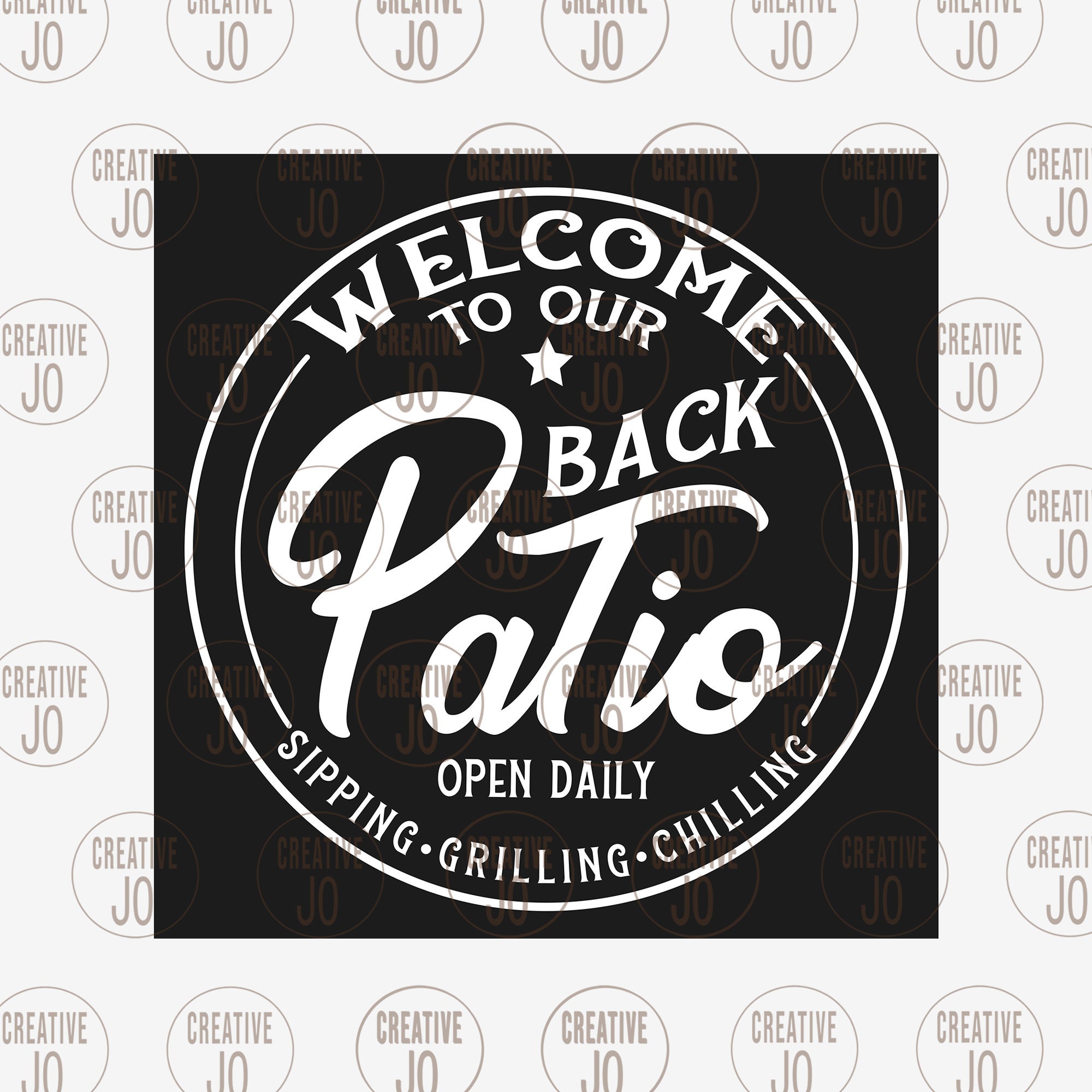Welcome to Our Back Patio Sign SVG, Vintage Patio Sign SVG, Sipping ...