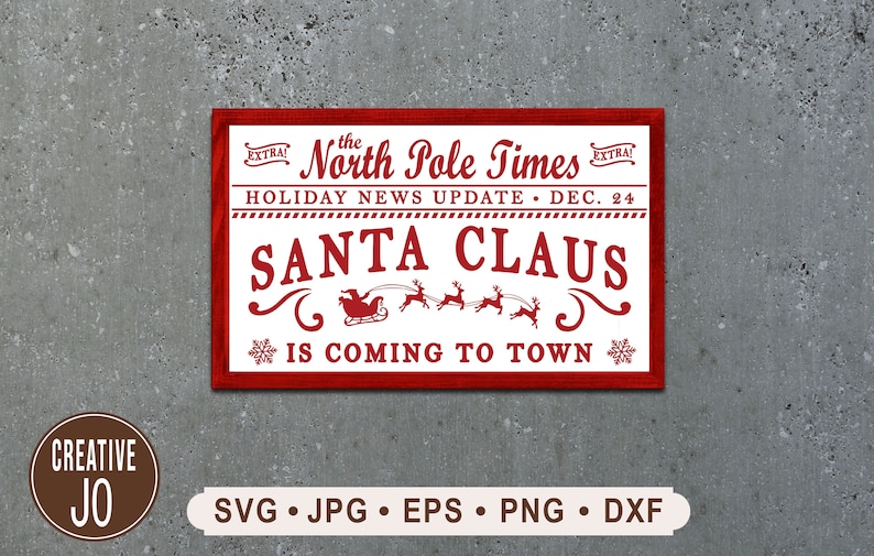 Santa Claus is Coming to Town SVG, Christmas Sleigh Sign, Cricut ...
