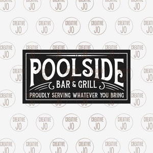Pool Side Bar and Grill Sign SVG, Poolside Sign SVG, Bar and Grill SVG ...