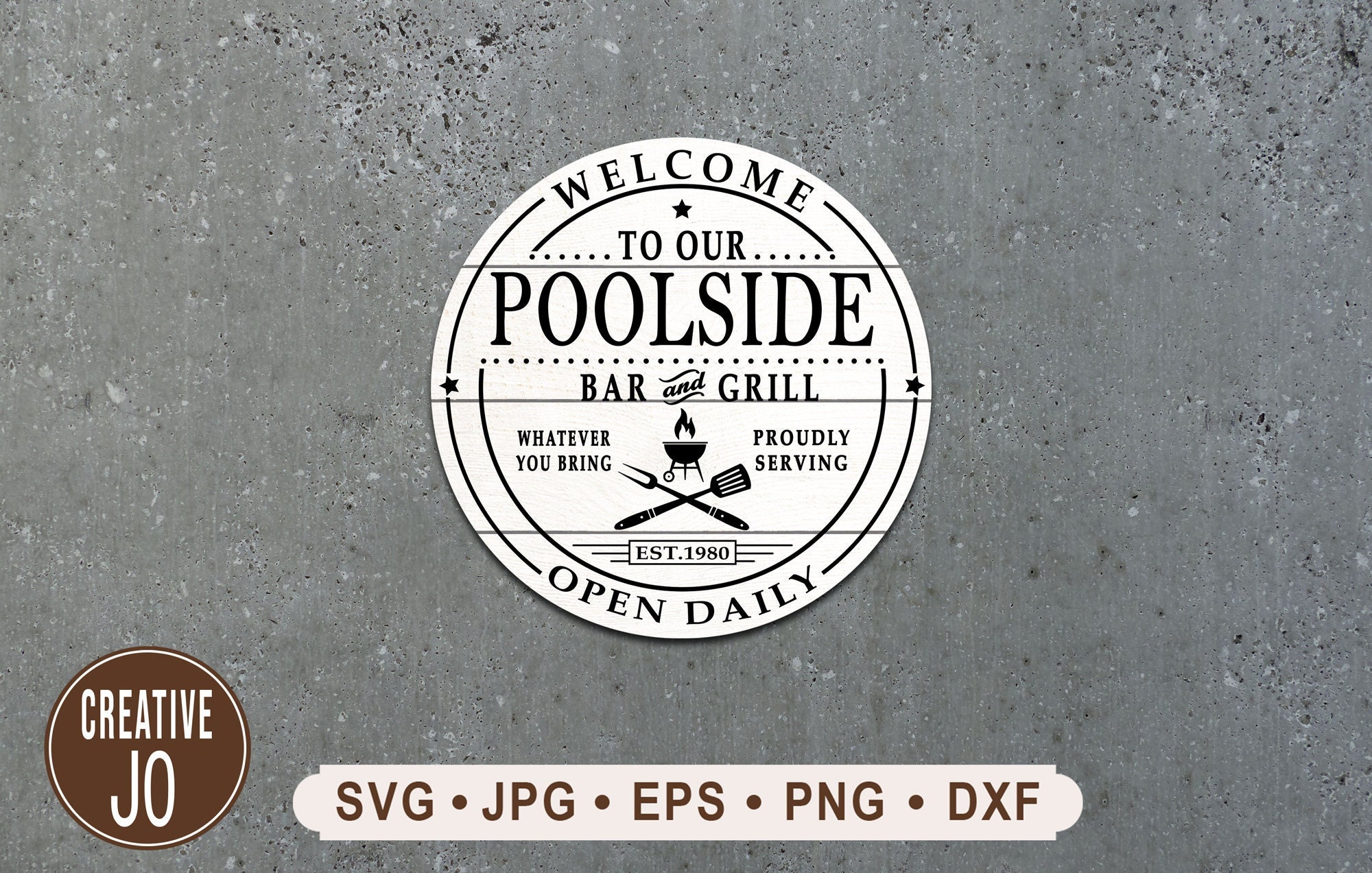 Pool Side Bar and Grill Sign SVG, Poolside Sign SVG, Bar and Grill SVG ...