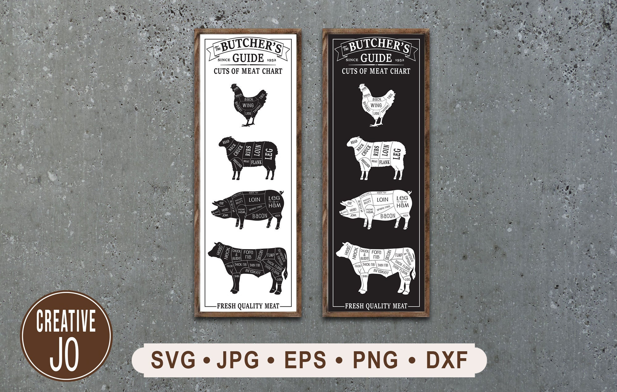 The Butcher's Guide Sign SVG, Kitchen Sign SVG, Butcher's Cut Chart ...