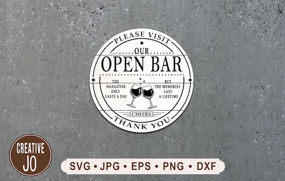 Open Bar Sign SVG Vintage Open Bar Sign SVG Bar Sign | Etsy