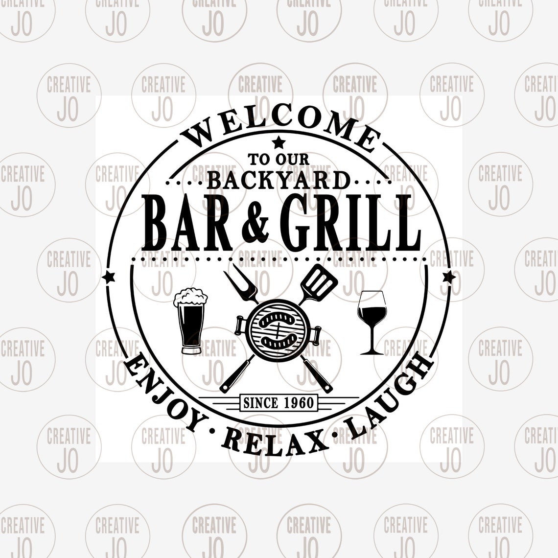 Welcome Backyard Bar and Grill Sign SVG Vintage Bar and Grill - Etsy