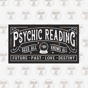 Psychic Reading Sign SVG, Vintage Halloween SVG, Halloween Crystal Ball ...
