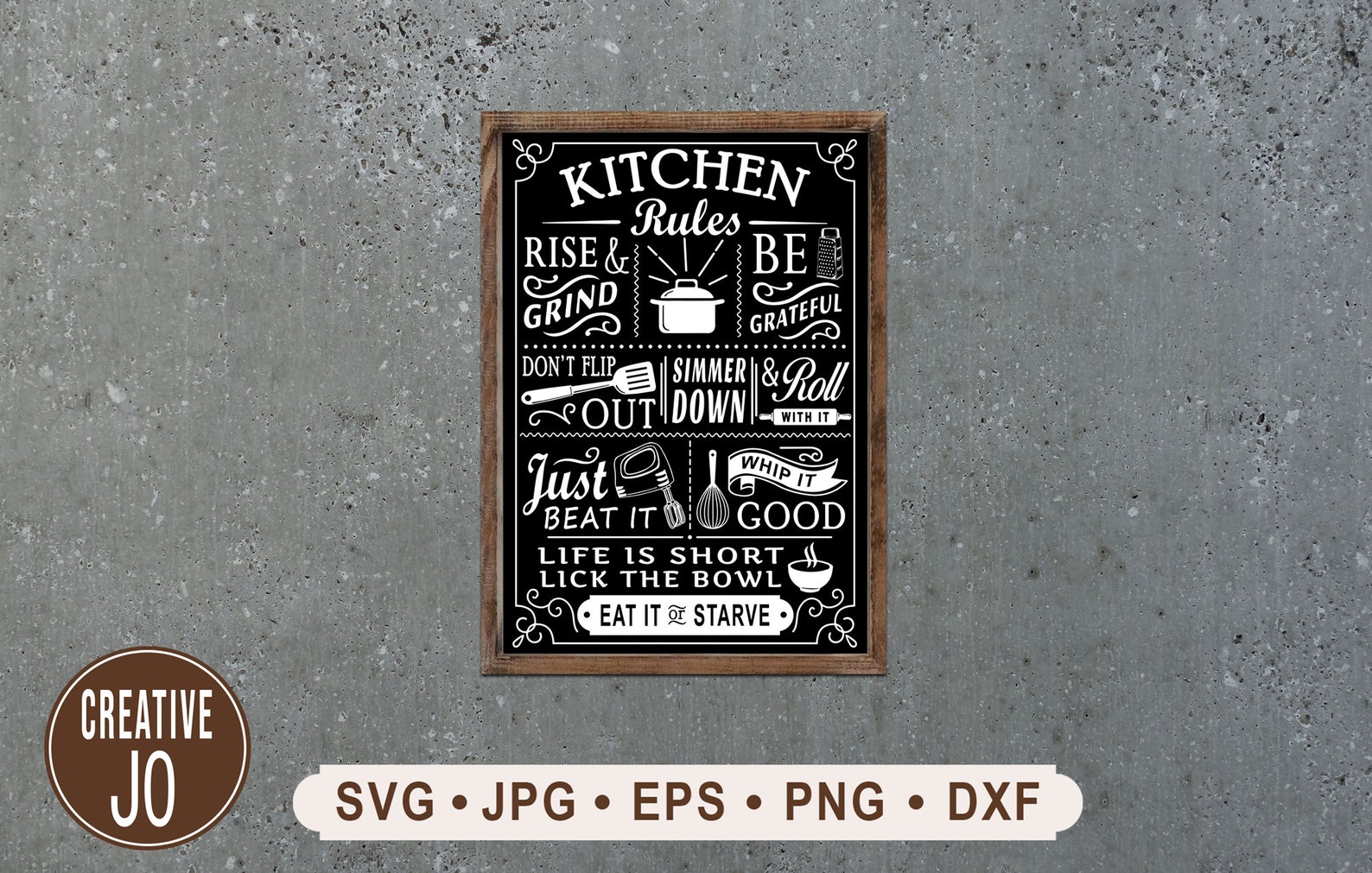 Kitchen Rules Sign SVG, Kitchen Sign SVG, Vintage Funny Kitchen Rules ...