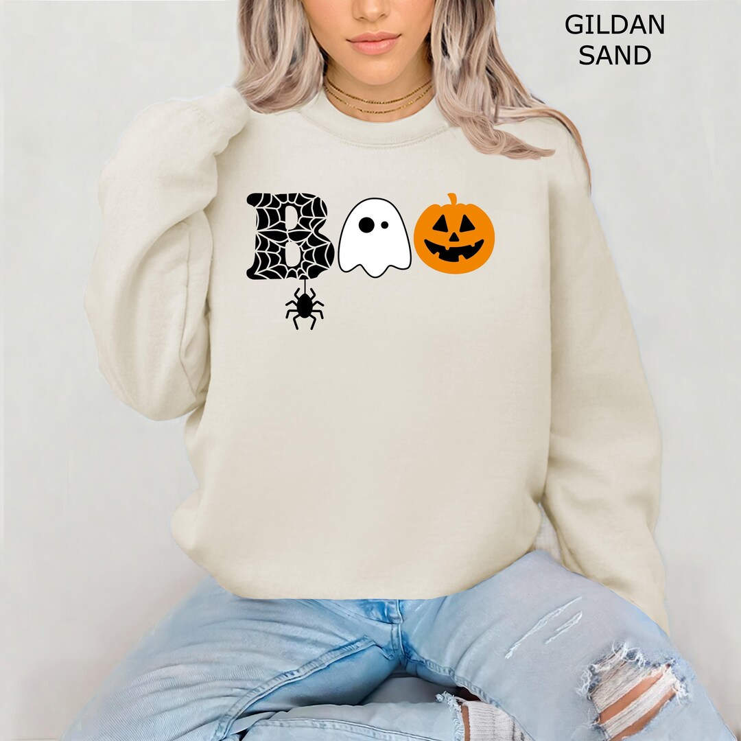 Halloween Boo Sweatshirt: Ghost, Spider, Pumpkin Design - Etsy