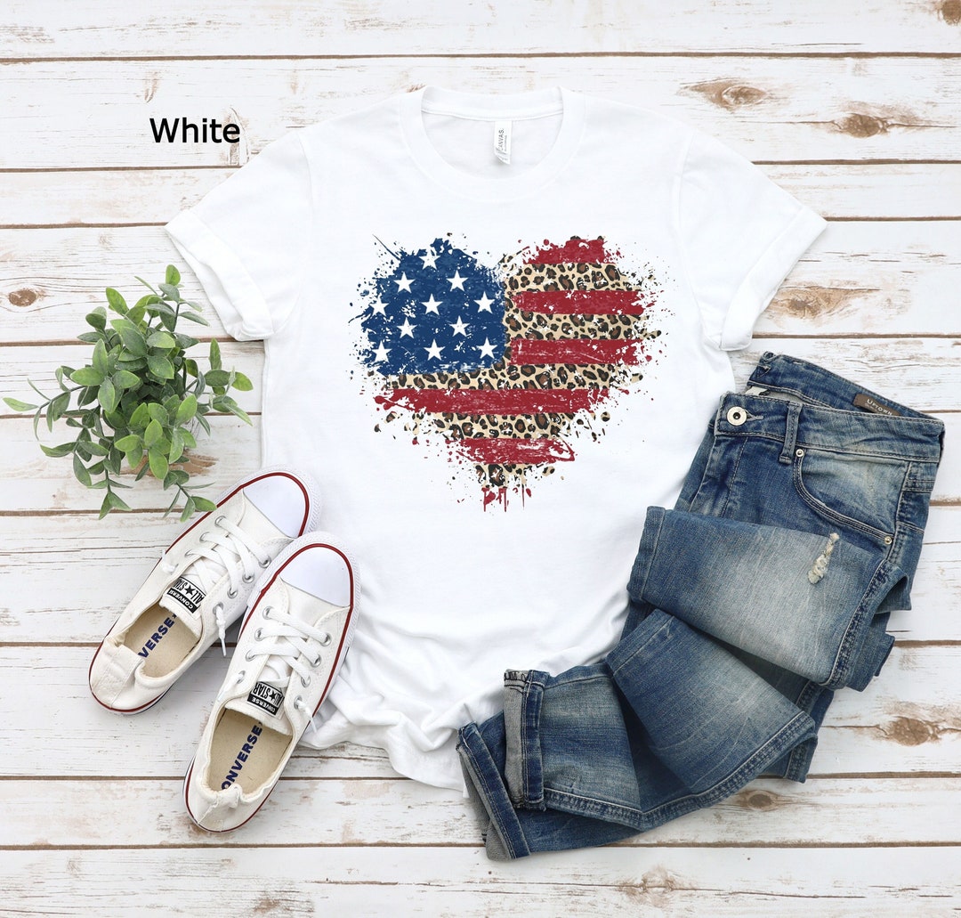 American Flag Heart Shirt, American Flag Shirt, Patriotic USA Tee, 4th ...