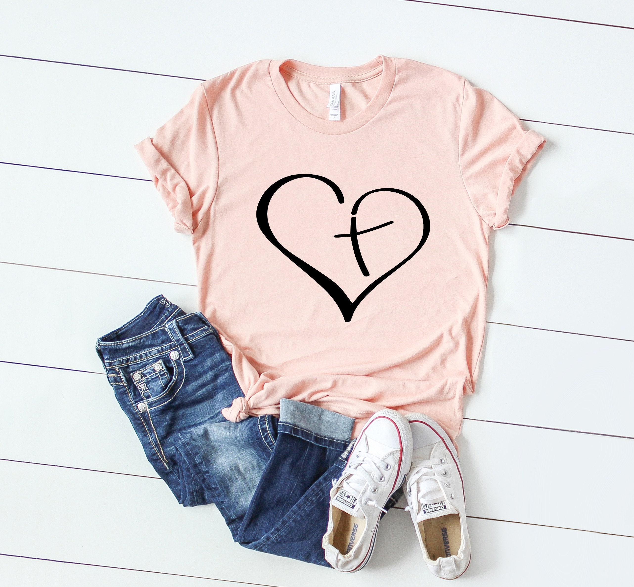 Heart Cross Shirt , Religious Shirt , Inspirational Christian Shirt ...