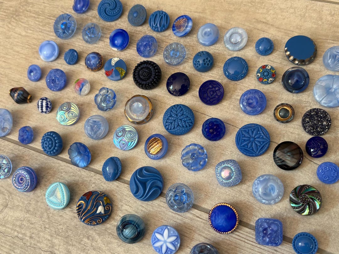 70 Vintage Glass Buttons - Painted and Opaque Glass Buttons ...