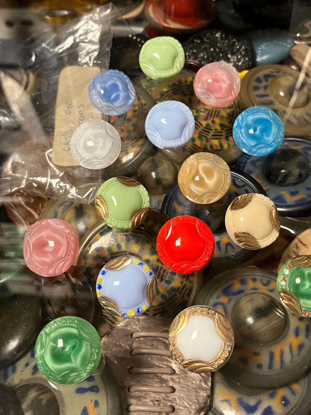 15 Handpainted Glass Buttons - Rare Glass Button Set - 18 Mm - Etsy