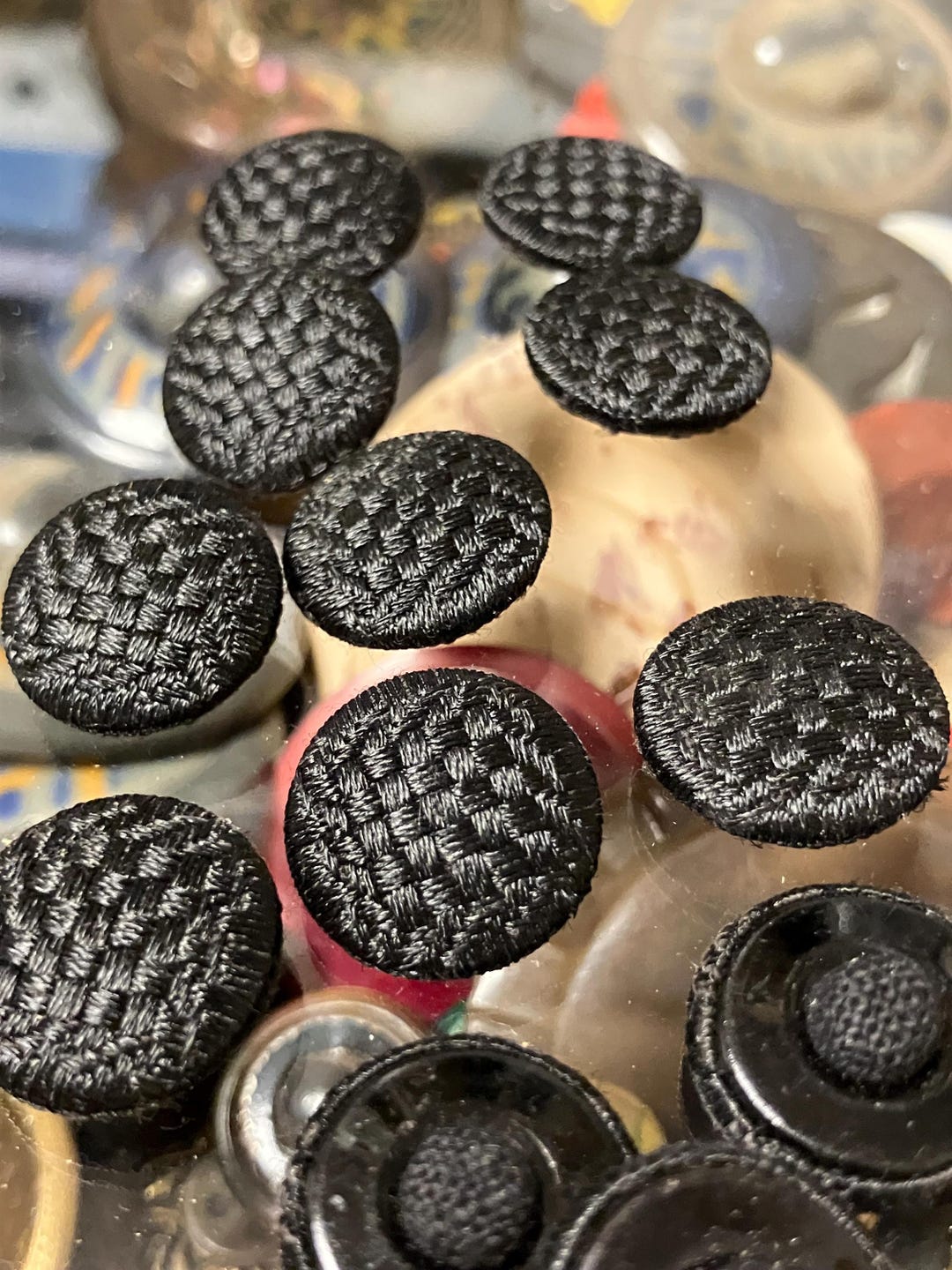 8 Vintage Black Fabric Buttons: Collectible Sewing Supplies (16mm) - Etsy