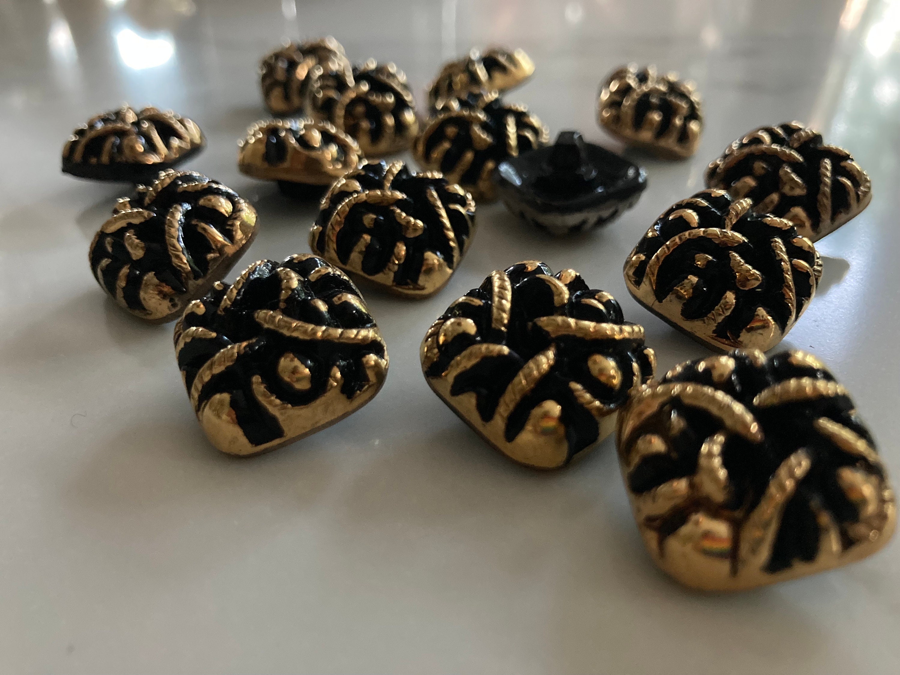 12 Vintage Glass Buttons - Gold Luster Buttons - 22 Mm - Etsy