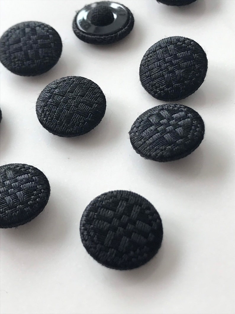 8 Vintage Black Fabric Buttons: Collectible Sewing Supplies (16mm) - Etsy