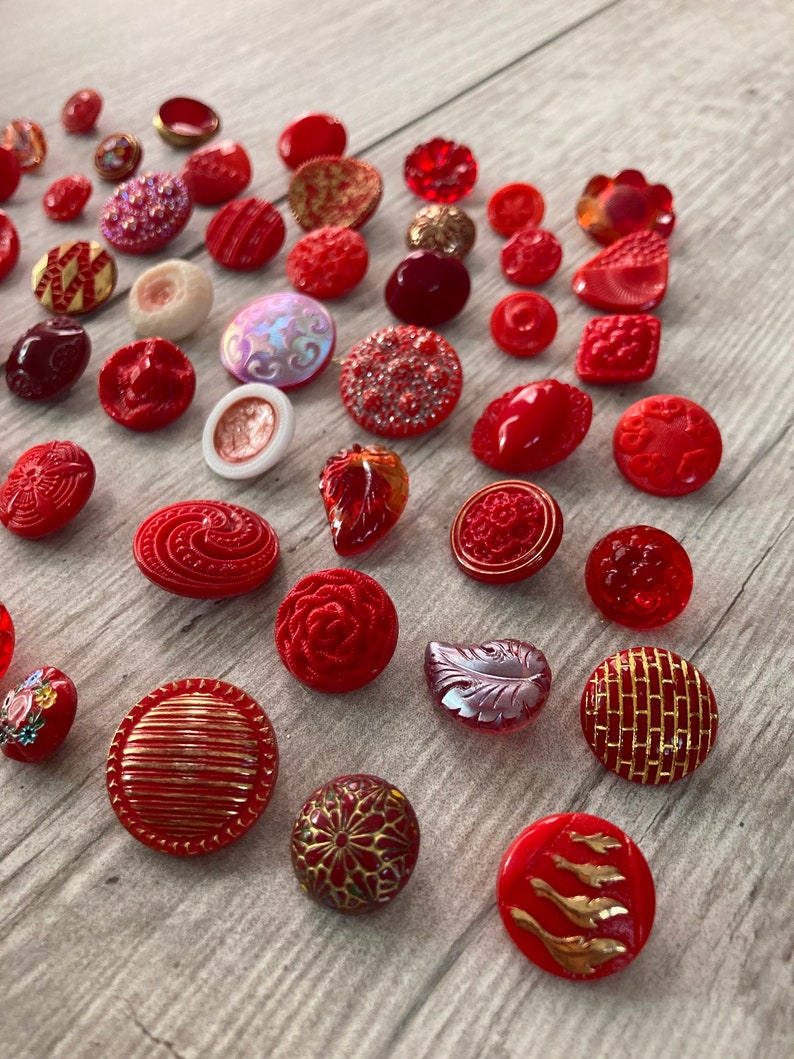 70 Vintage Glass Buttons Painted and Opaque Glass Buttons Collection - Etsy