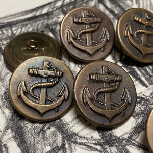 6 Old Metal Anchor Buttons - Marine Maritim Buttons - 22 Mm - Etsy