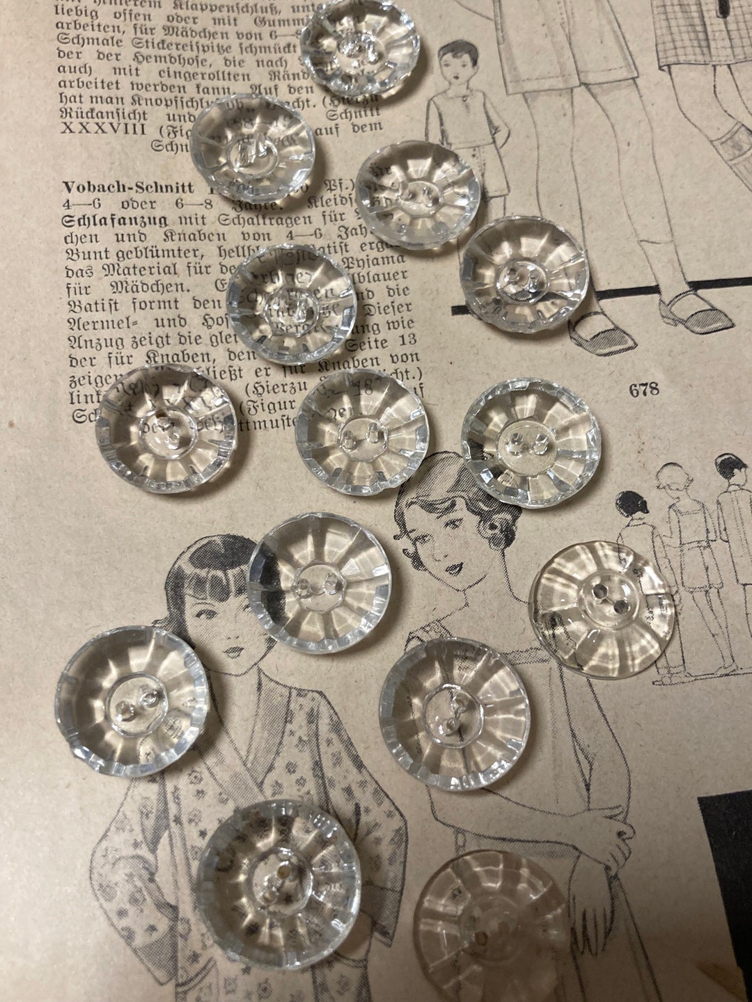 15 Old Vintage Clear Glass Buttons Crystal Glass Buttons 18 Mm - Etsy