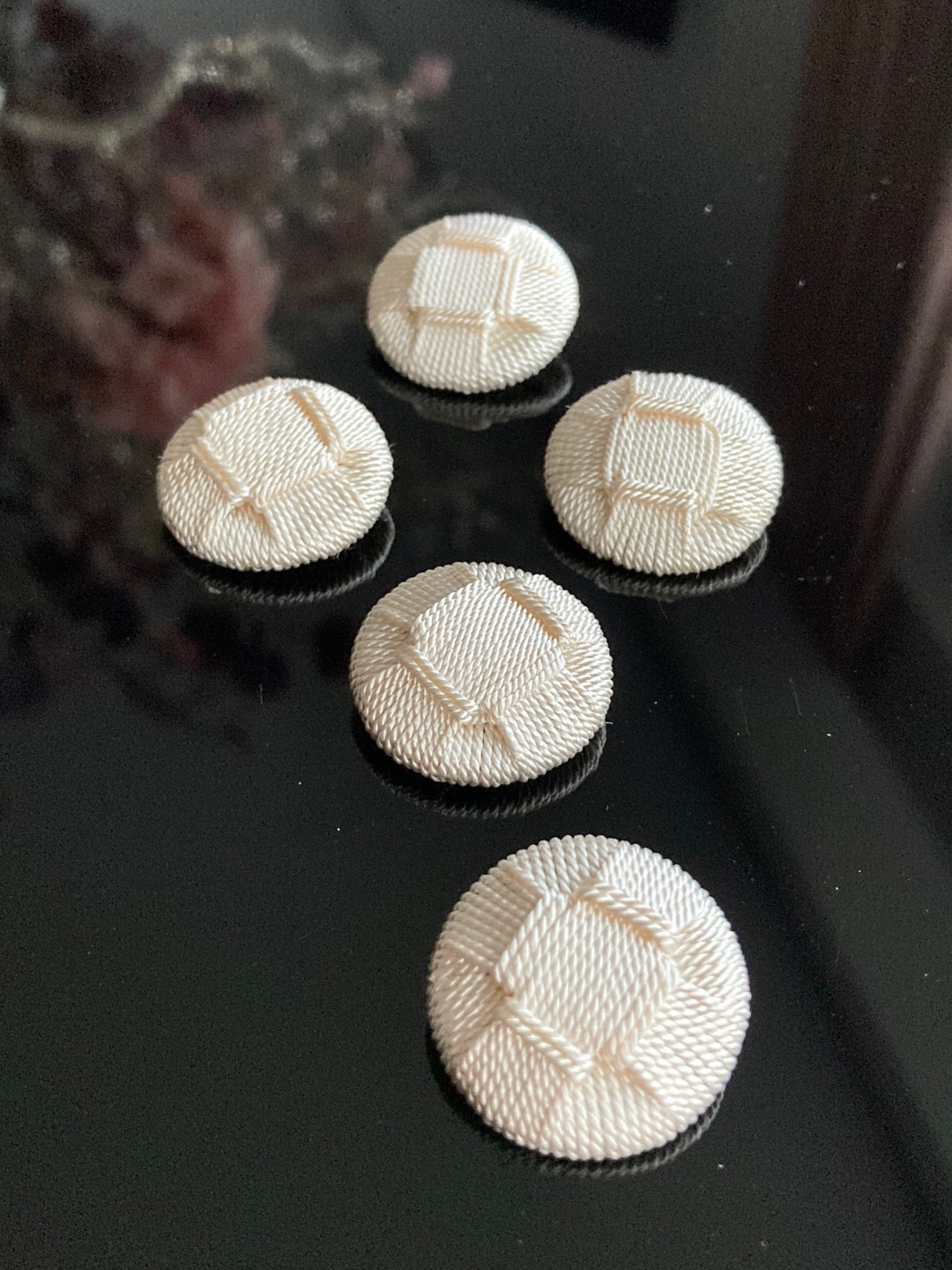 Antique Fabric Buttons: Embroidered Trim, 25 Mm (set of 8) - Etsy