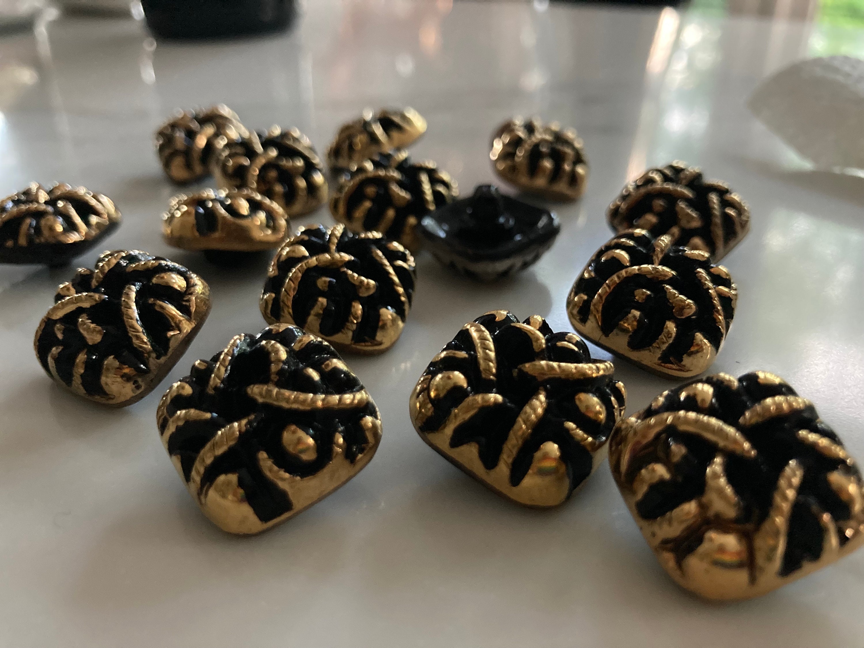 12 Vintage Glass Buttons - Gold Luster Buttons - 22 Mm - Etsy