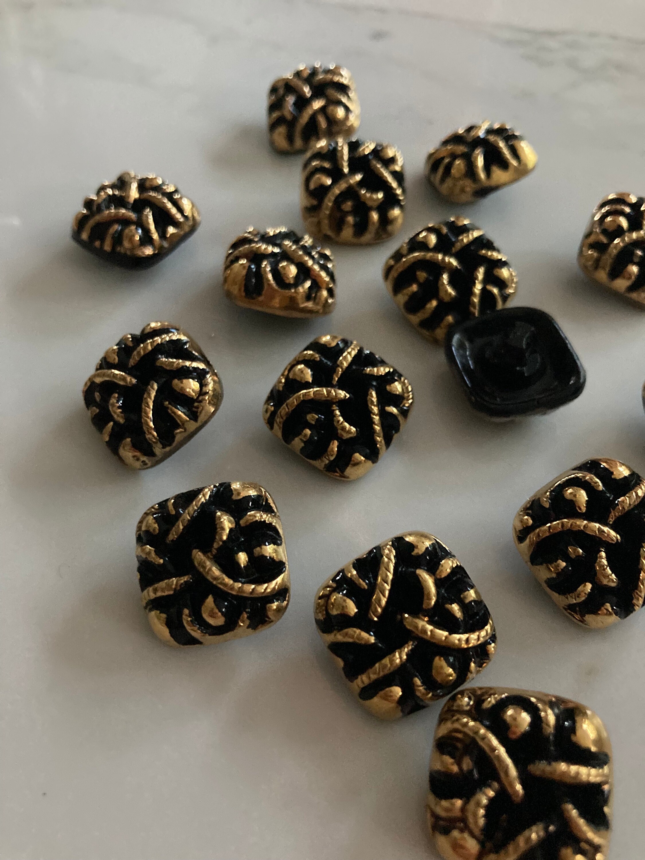 12 Vintage Glass Buttons - Gold Luster Buttons - 22 Mm - Etsy