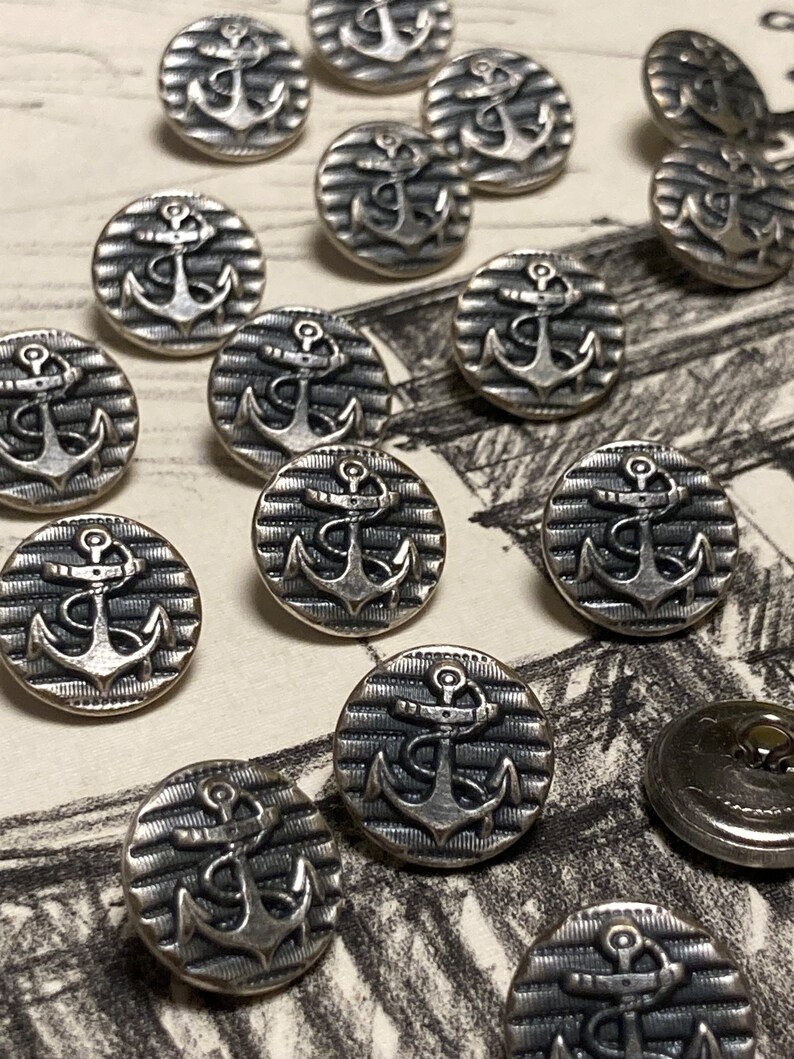 12 Old Metal Anchor Buttons - Marine Maritim Buttons - 15.5 Mm - Etsy