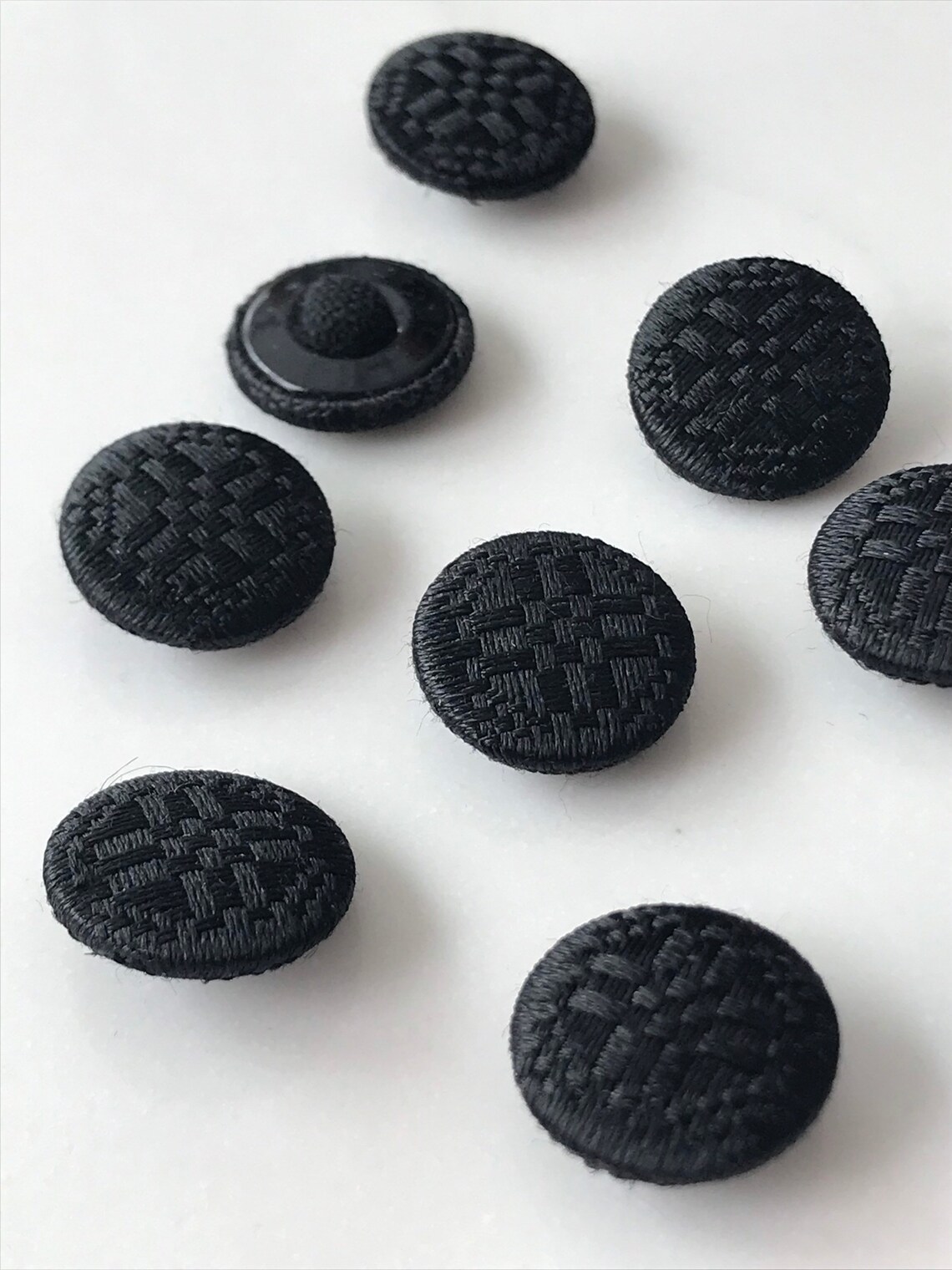 8 Vintage Black Fabric Buttons: Collectible Sewing Supplies (16mm) - Etsy