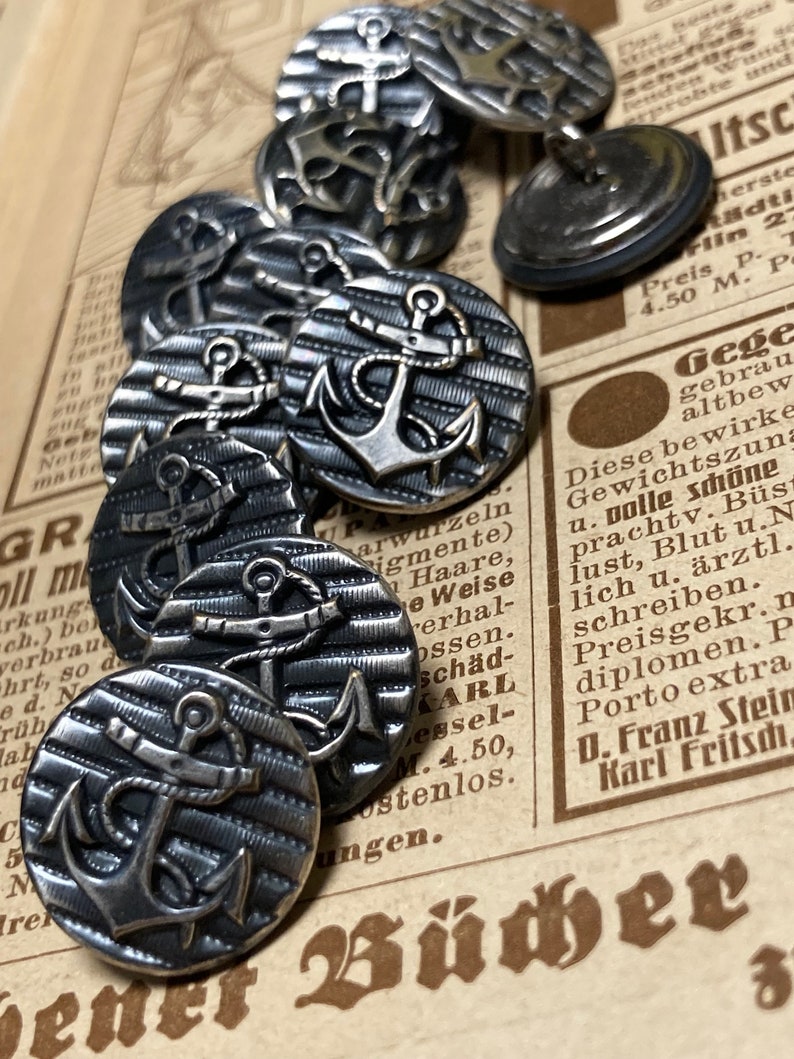 12 Old Metal Anchor Buttons - Marine Maritim Buttons - 18 Mm - Etsy