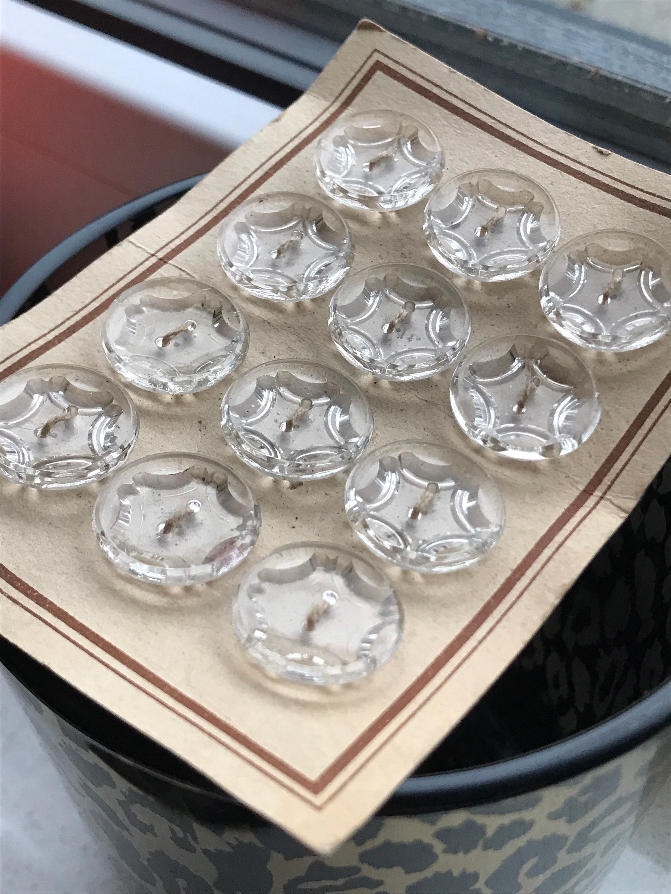12 Old Vintage Glass Buttons on a Sample Card Blue Chrystal - Etsy