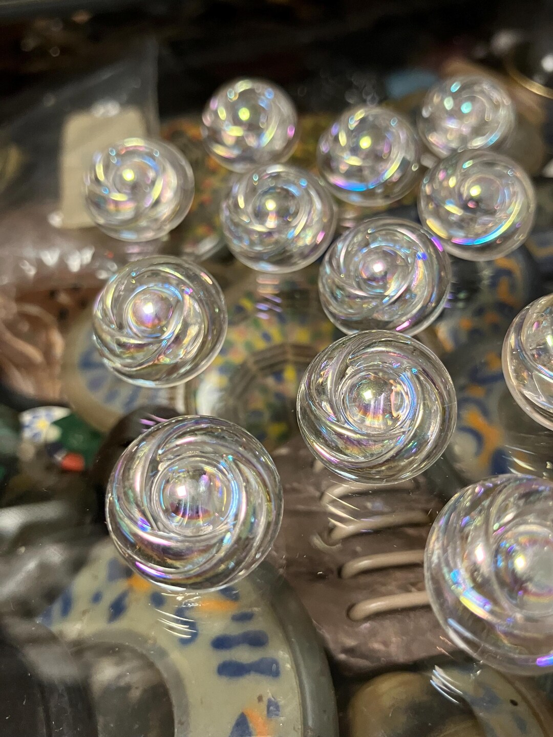 12 Aurora Borealis Glass Buttons - 18 Mm - Etsy