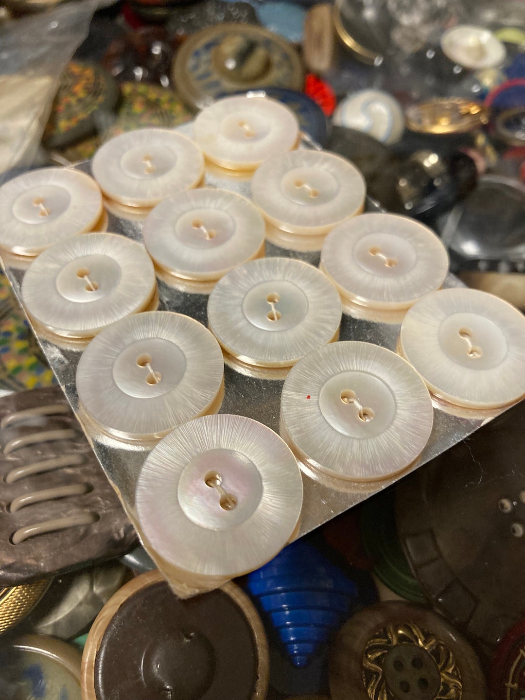 12 old vintage mother of pearl button wonderful shimmering shell ...