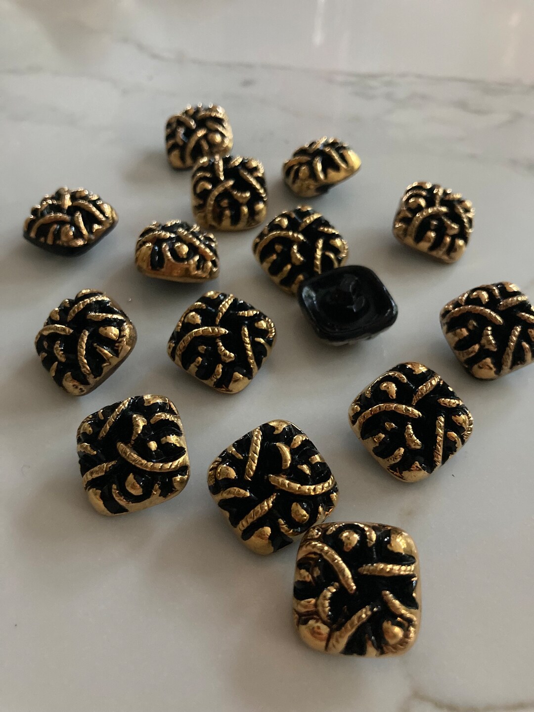12 Vintage Glass Buttons - Gold Luster Buttons - 22 Mm - Etsy