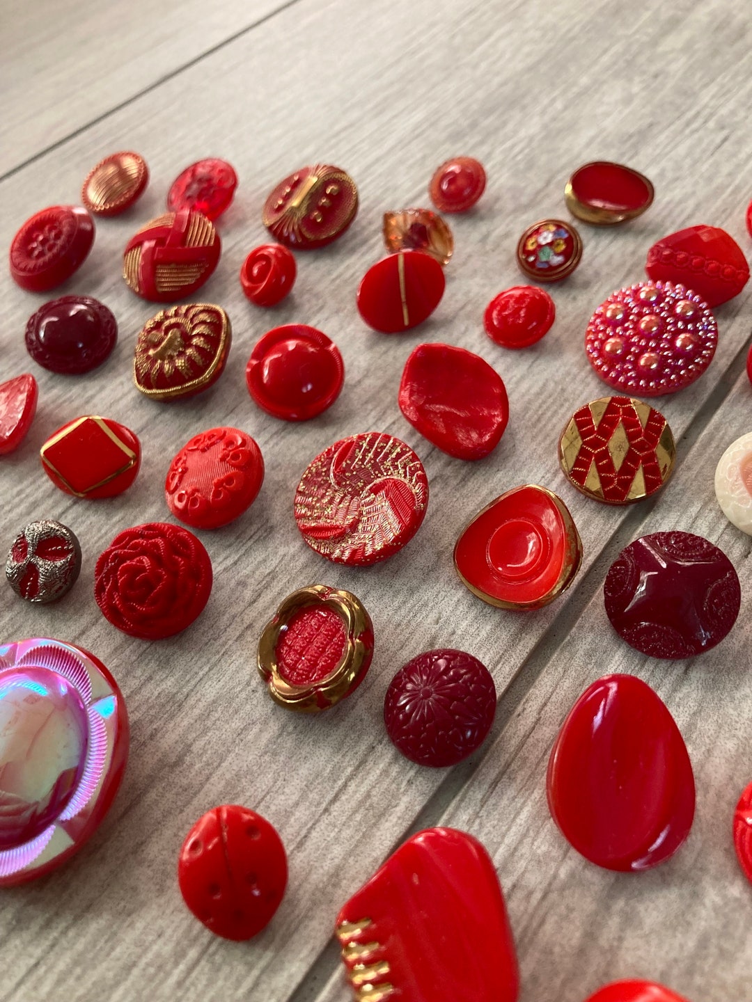 70 Vintage Glass Buttons - Painted and Opaque Glass Buttons ...