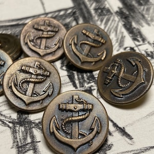 6 Old Metal Anchor Buttons - Marine Maritim Buttons - 22 Mm - Etsy