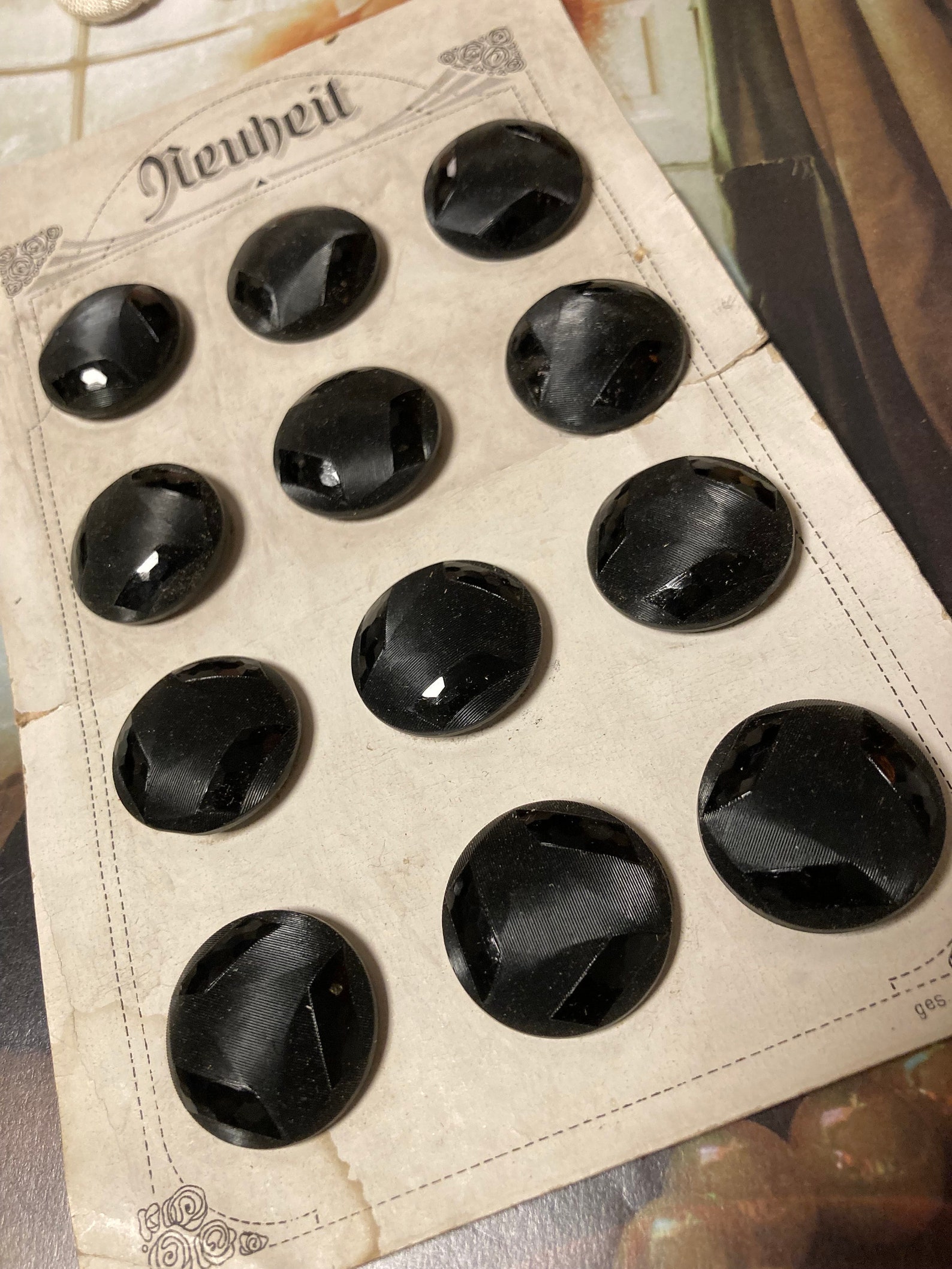 12 Victorian Glass Buttons on a Card 26 Mm - Etsy