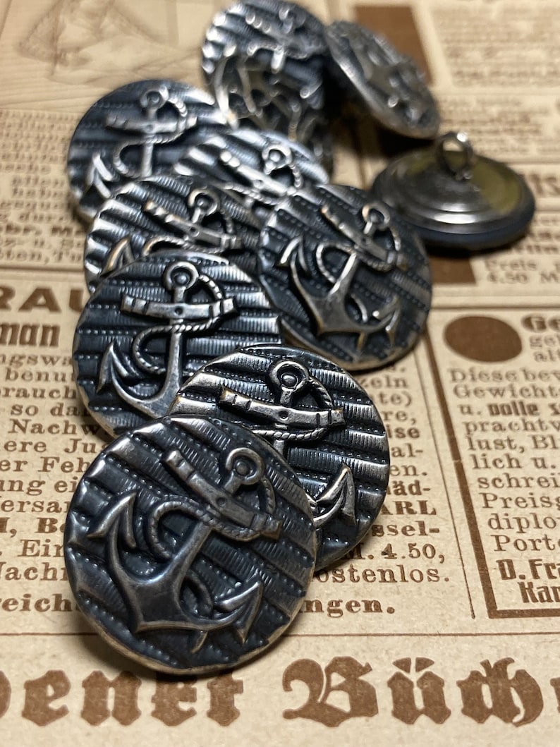 12 Old Metal Anchor Buttons Marine Maritim Buttons 18 Mm - Etsy