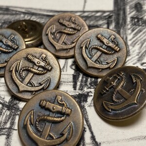 6 Old Metal Anchor Buttons - Marine Maritim Buttons - 22 Mm - Etsy
