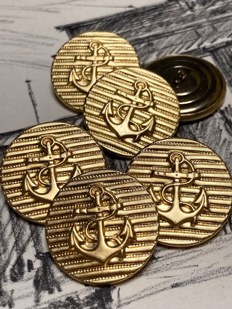 6 Old Metal Anchor Buttons - Marine Maritim Buttons - 31 Mm - Etsy