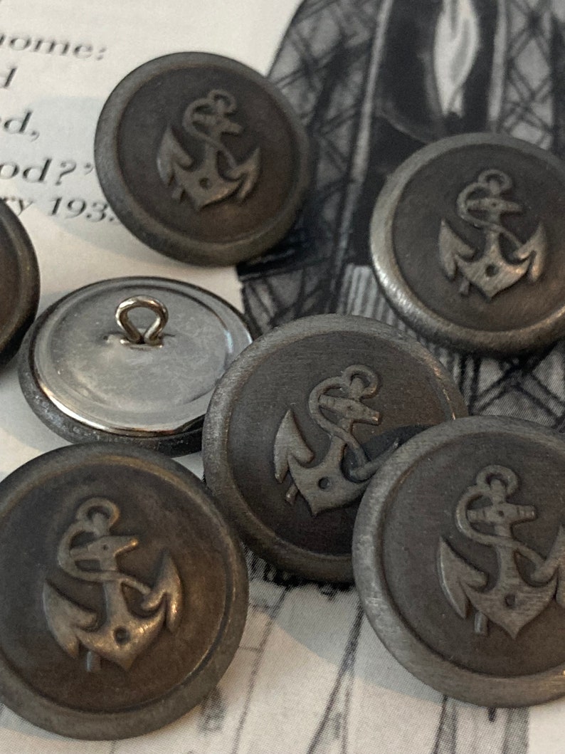 6 Old Metal Anchor Buttons Marine Maritim Buttons 22 Mm - Etsy