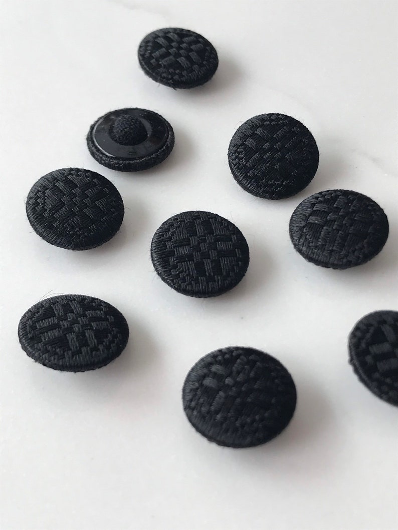 8 Vintage Black Fabric Buttons: Collectible Sewing Supplies (16mm) - Etsy