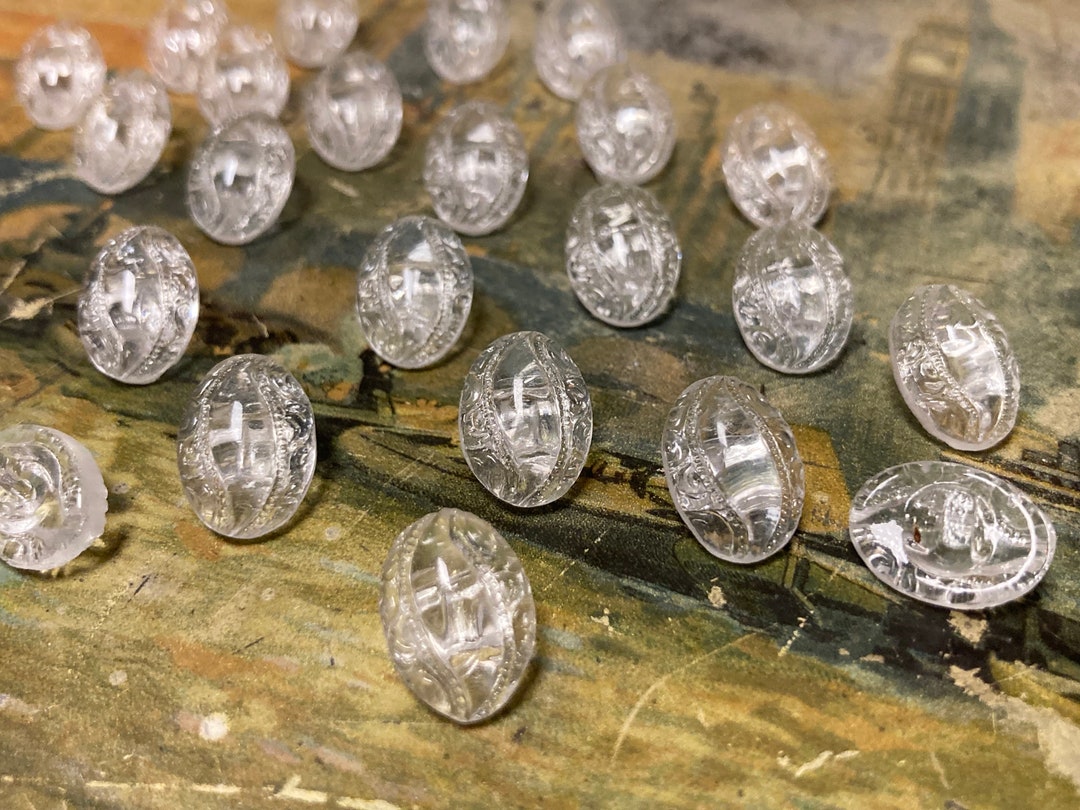 20 Vintage Oval Glass Buttons: Collectible Sewing Supplies (13mm) - Etsy