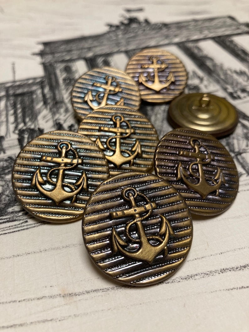 6 Old Metal Anchor Buttons Marine Maritim Buttons 31 Mm - Etsy