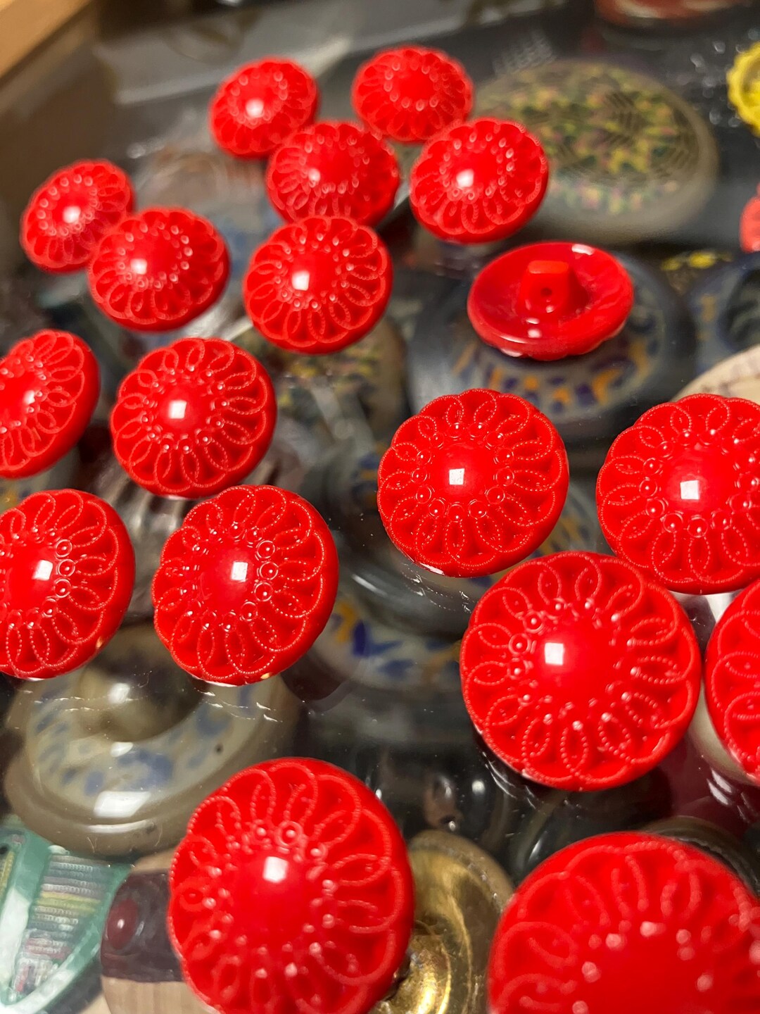 15 Red Opaque Glass Buttons 18 Mm - Etsy