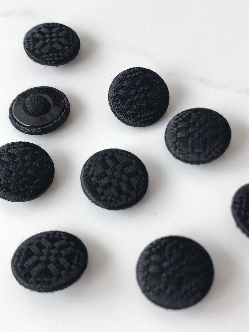 8 Vintage Black Fabric Buttons: Collectible Sewing Supplies (16mm) - Etsy