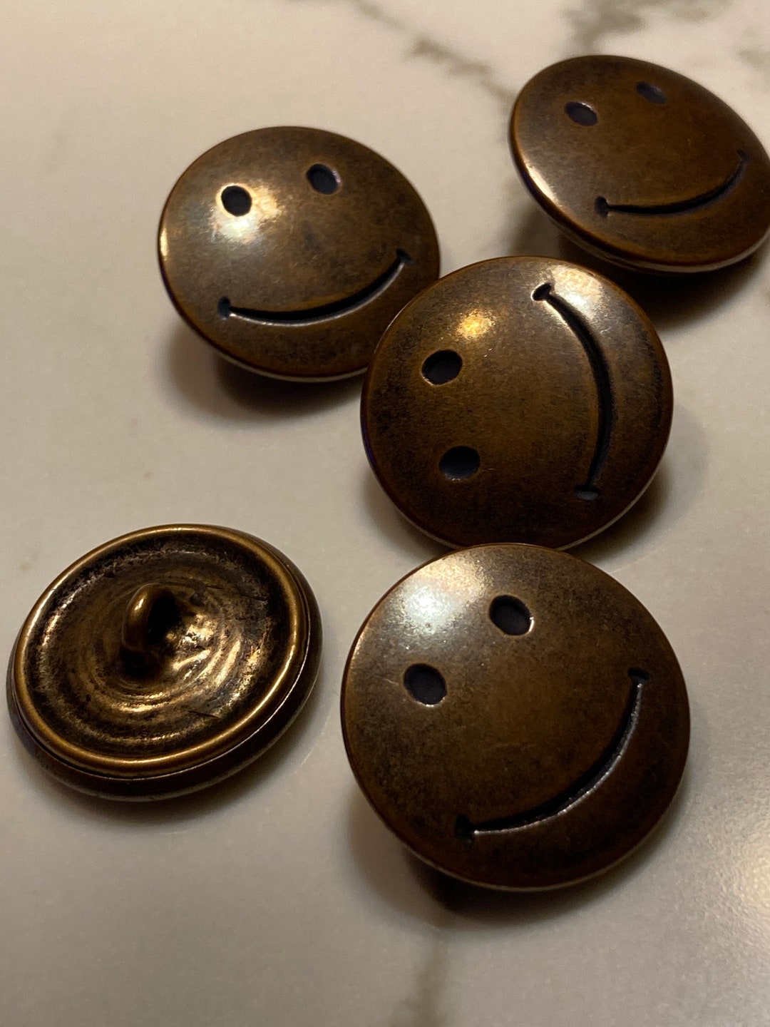 Vintage Metal Smiley Face Buttons - 14mm - Set of 8 - Etsy