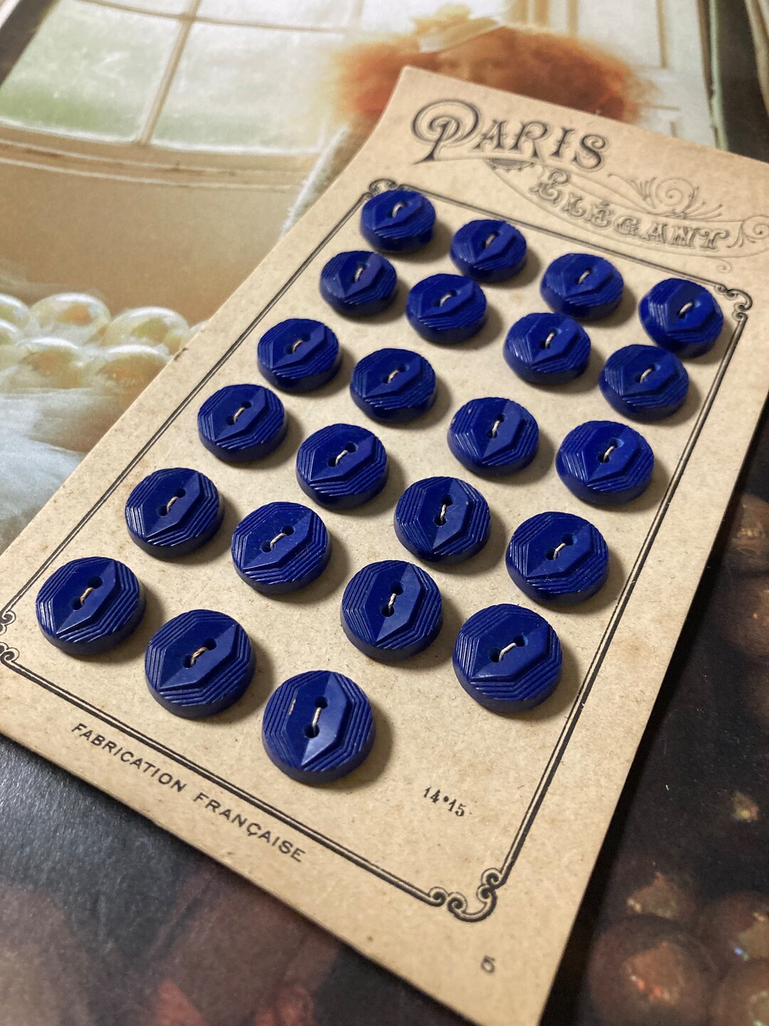 23 Old Vintage Buttons on a Sample Card - French Production - 13 Mm - Etsy