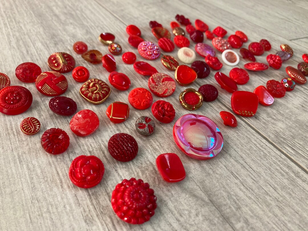 70 Vintage Glass Buttons Painted and Opaque Glass Buttons Collection - Etsy