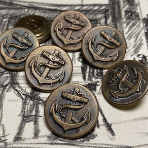 6 Old Metal Anchor Buttons - Marine Maritim Buttons - 22 Mm - Etsy