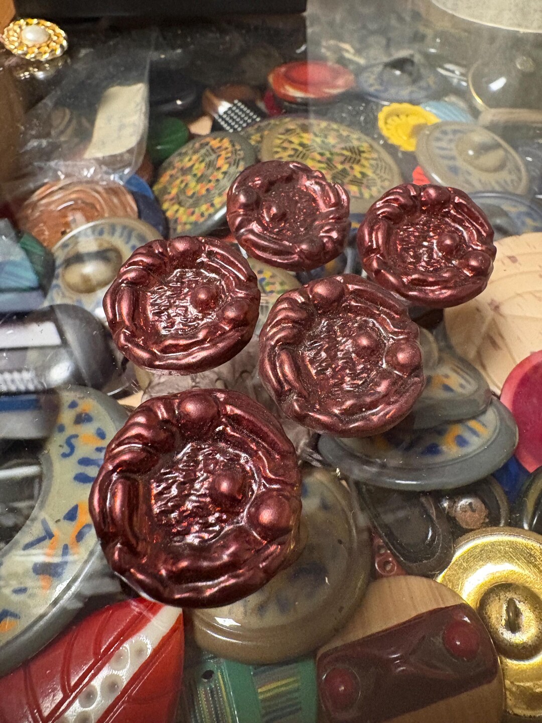 5 Vintage French Buttons: Unusual Melted Finish (27 Mm) - Etsy